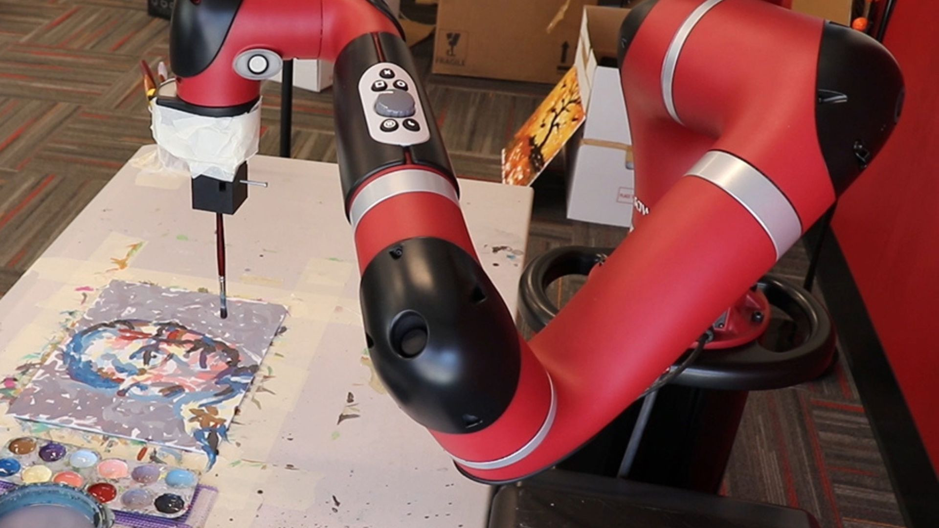 AI-powered robotic arm collaborates with artists to create art