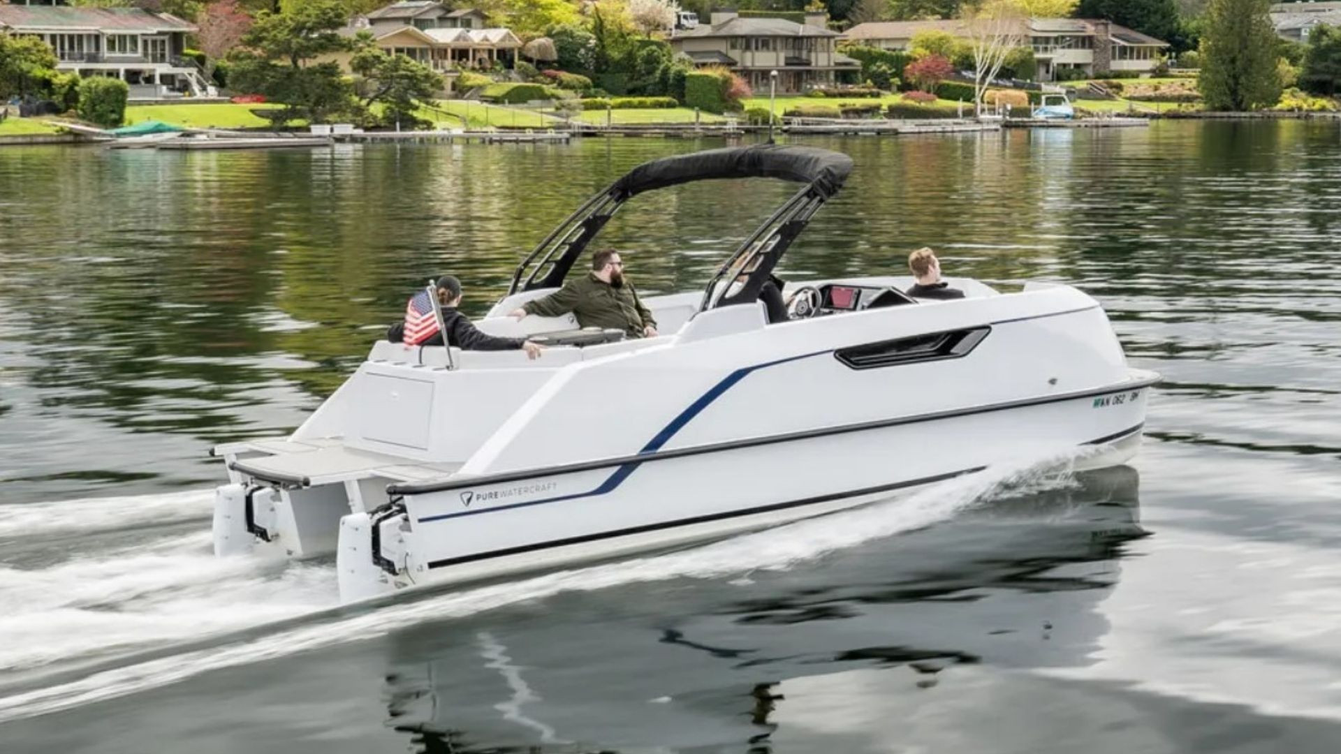 Pure Watercraft reveals zero-emissions The Pure Pontoon Boat, powered ...