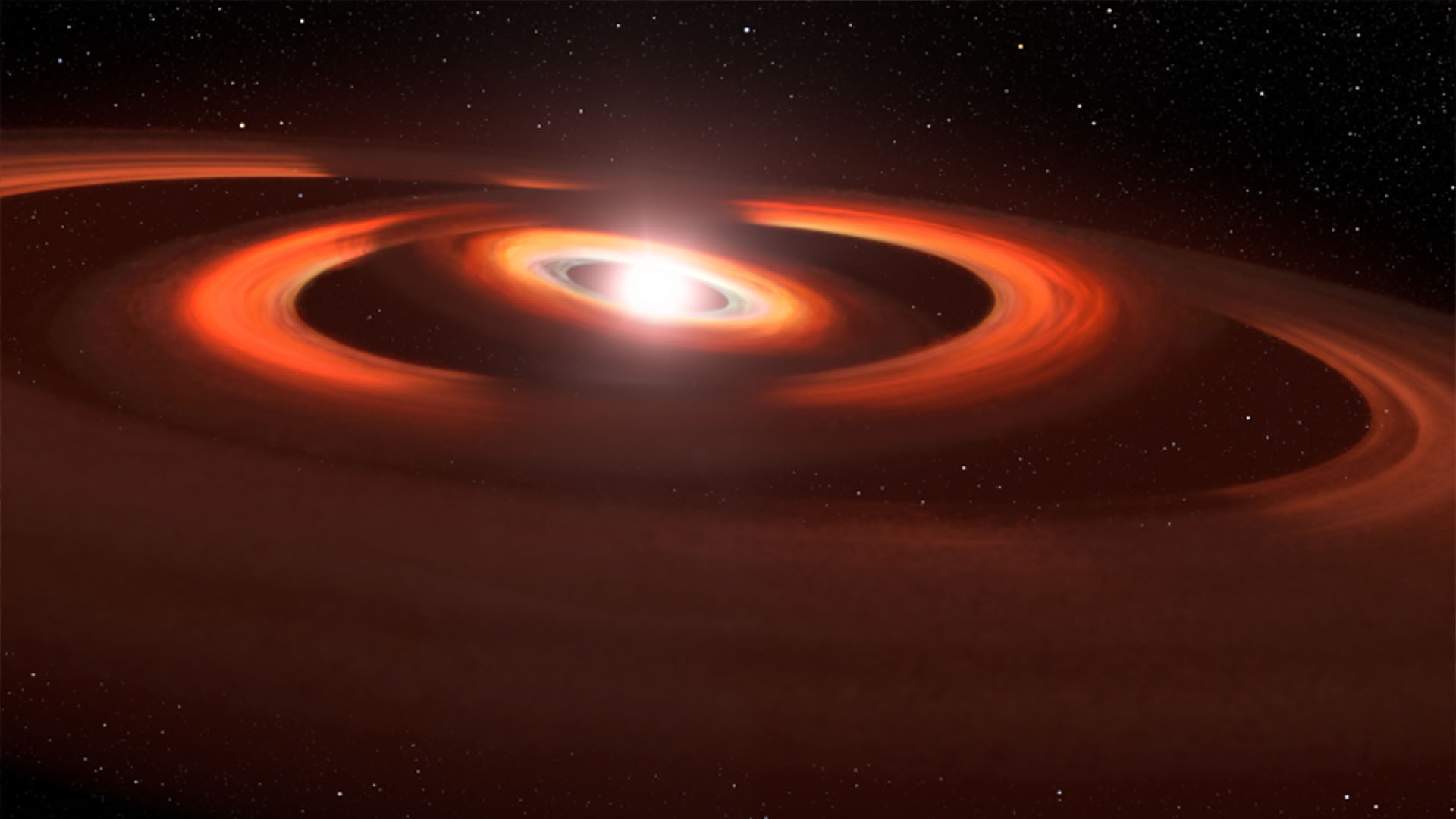 Hubble catches shadows on planet-forming disk around infant star