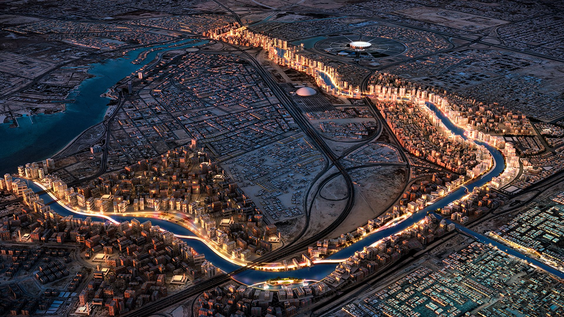 New Saudi giga project features a 7-mile artificial canal