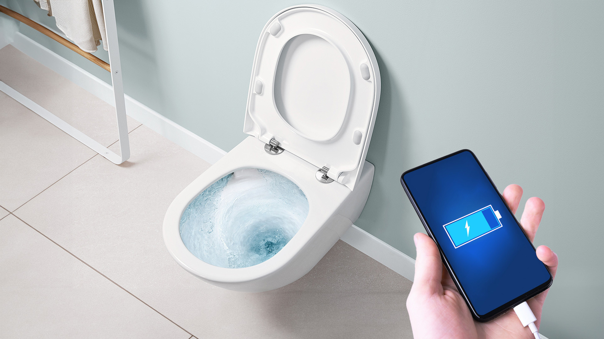 Generating electricity by flushing water like in a toilet