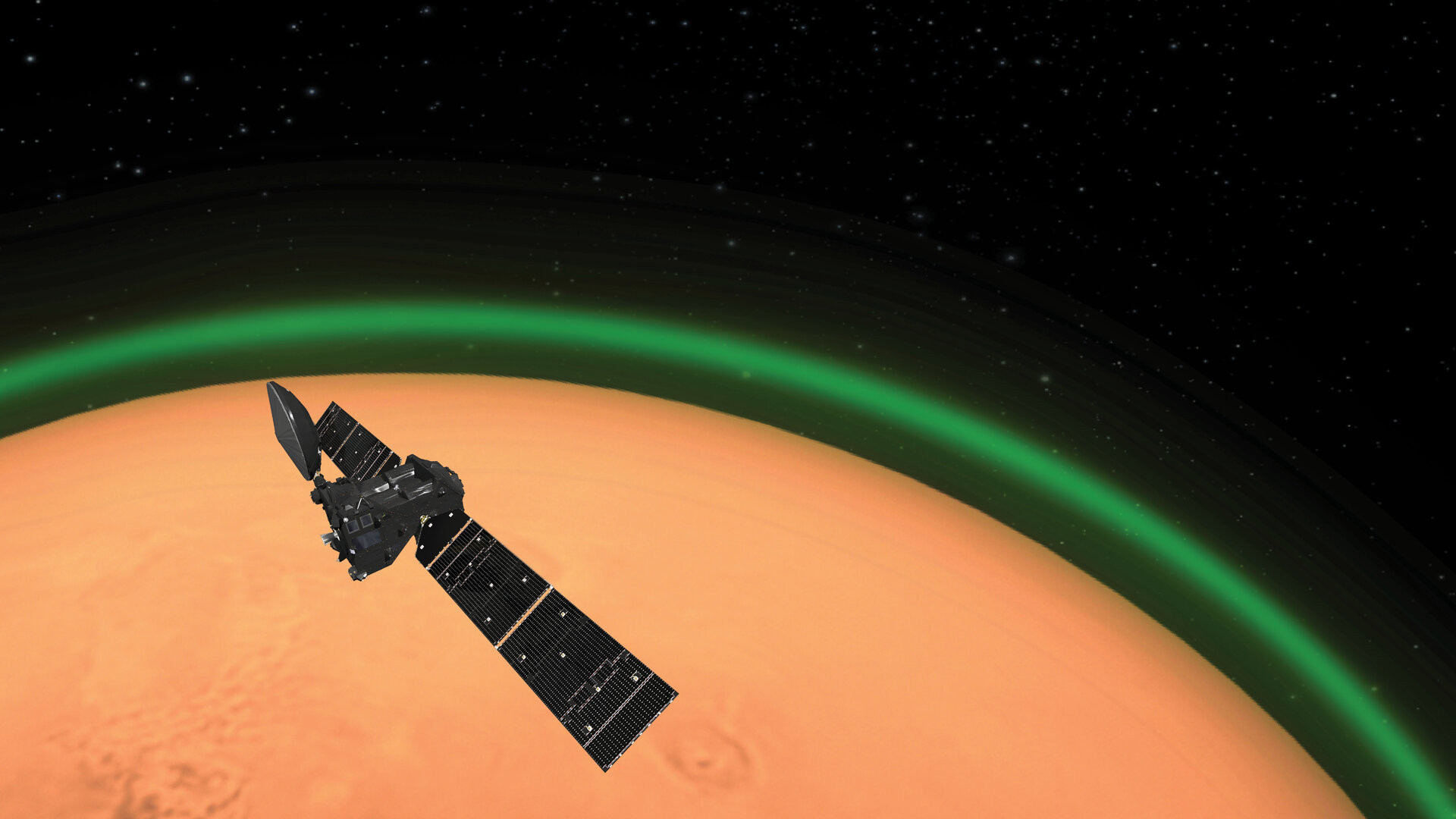 Mars Green Glow: ESA orbiter detects Mars night sky turning green for ...