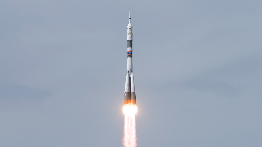 Soyuz Rocket Launched to International Space Station with Three Astronauts