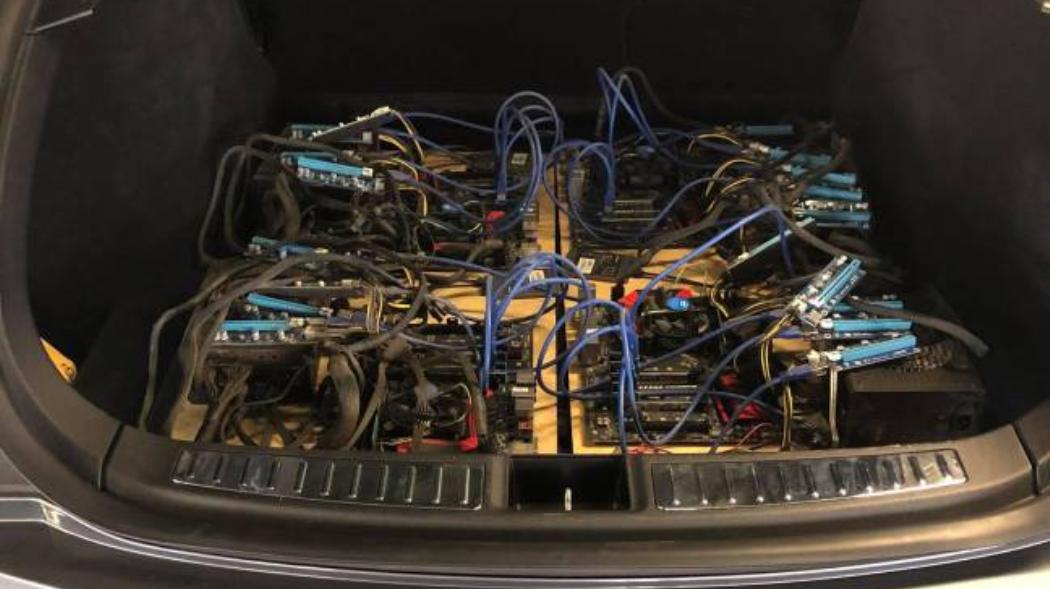 This Tesla Owner Built A Bitcoin Mining Rig In Model S Trunk
