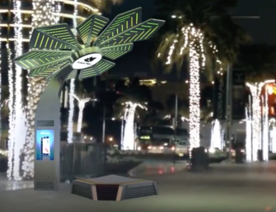 These Solar-Powered Charging Kiosks Look Like Palm Trees Taking in the Sun