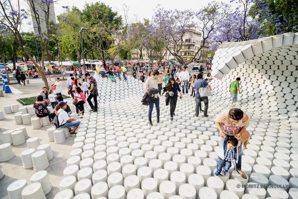 This Moveable Structure Made Out Of Buckets Carries A Vital Message