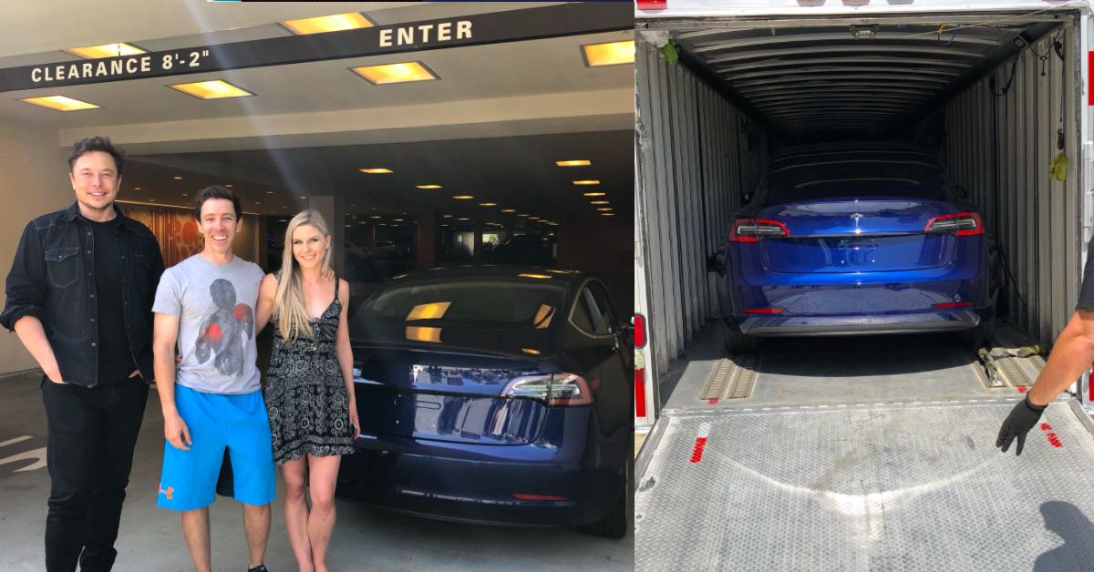 Elon Musk Personally Delivers Tesla Model 3 to Customer in New Plastic ...
