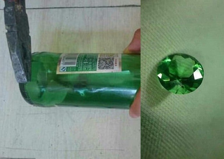 Talented Man Created an Incredible Gemstone from a Beer Bottle!