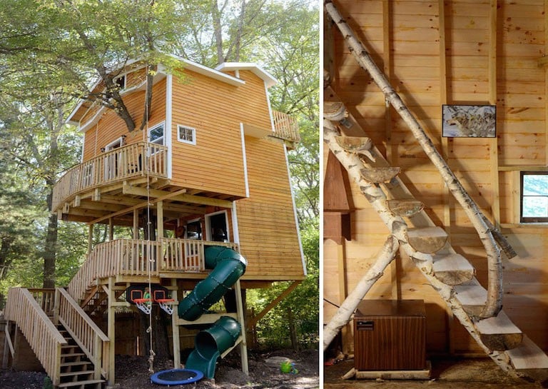 Grandpa Built a Three-floor Dream Treehouse for his Grandkids!