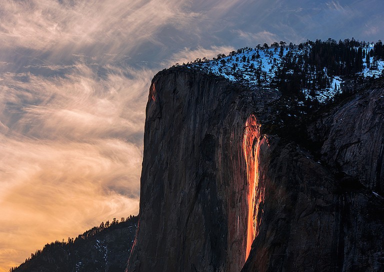 Stunning Horsetail Firefall of Yosemite Glows like Lava