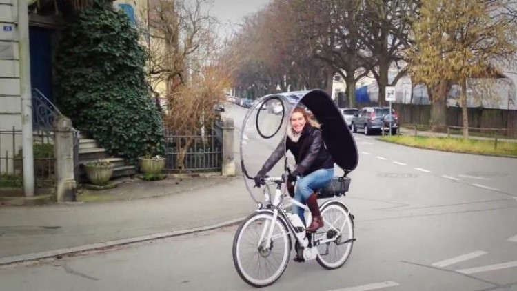 Dryve is a portable rain shield for your bicycle