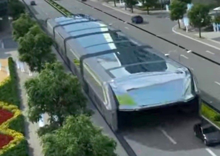 China Plans on Creating an Elevated Bus that Drives over Traffic