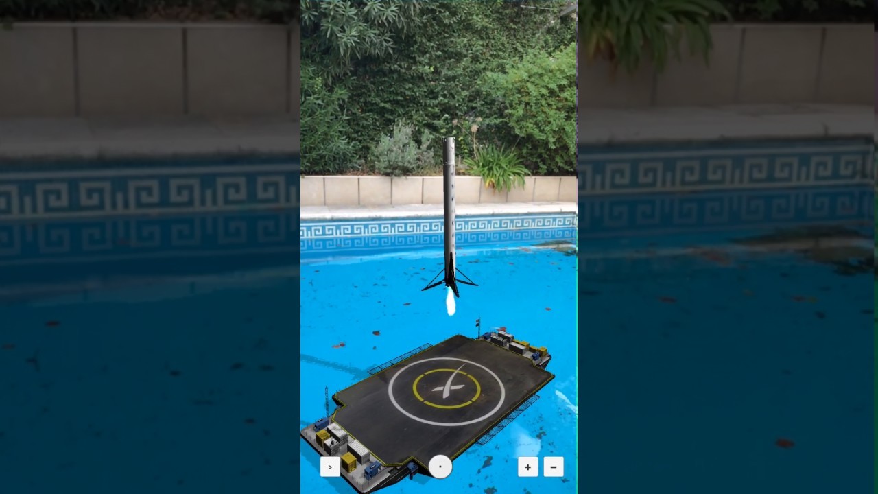 Watch SpaceX's Falcon 9 Rocket Land in a Swimming Pool in Augmented Reality
