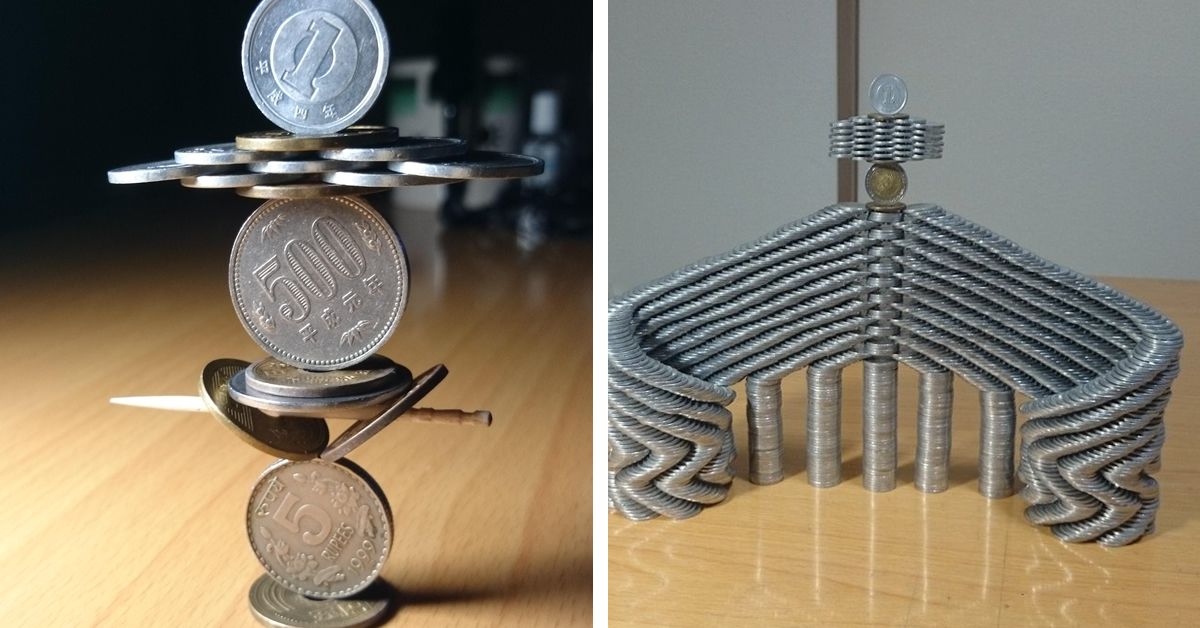 11 Gravity-Defying Sculptures Made by Coin Stacking