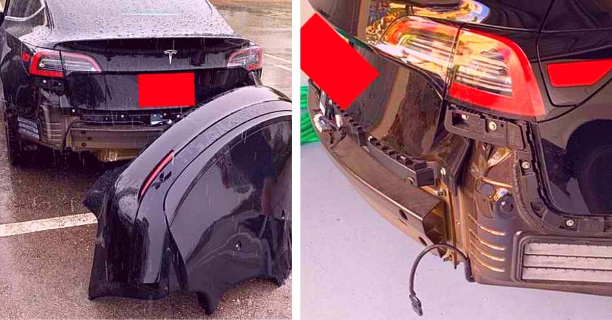 Tesla Model 3 Bumper Breaks Off, Flies While Driving Through Puddle