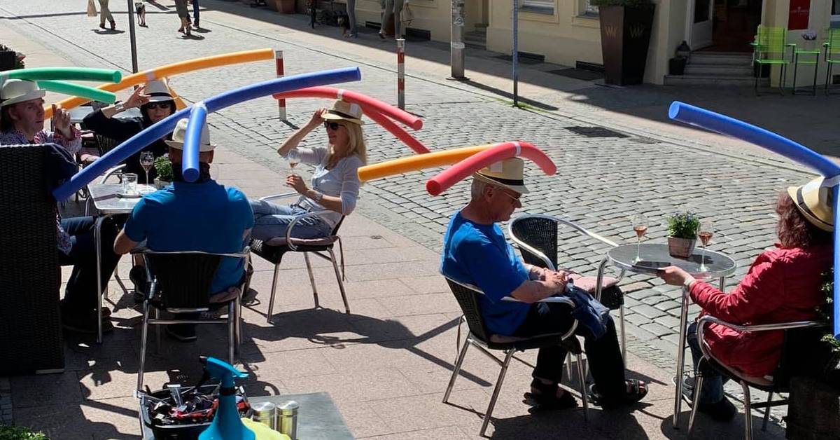 Pool Noodle Hats Are the New Way to Enforce Physical Distancing in Germany