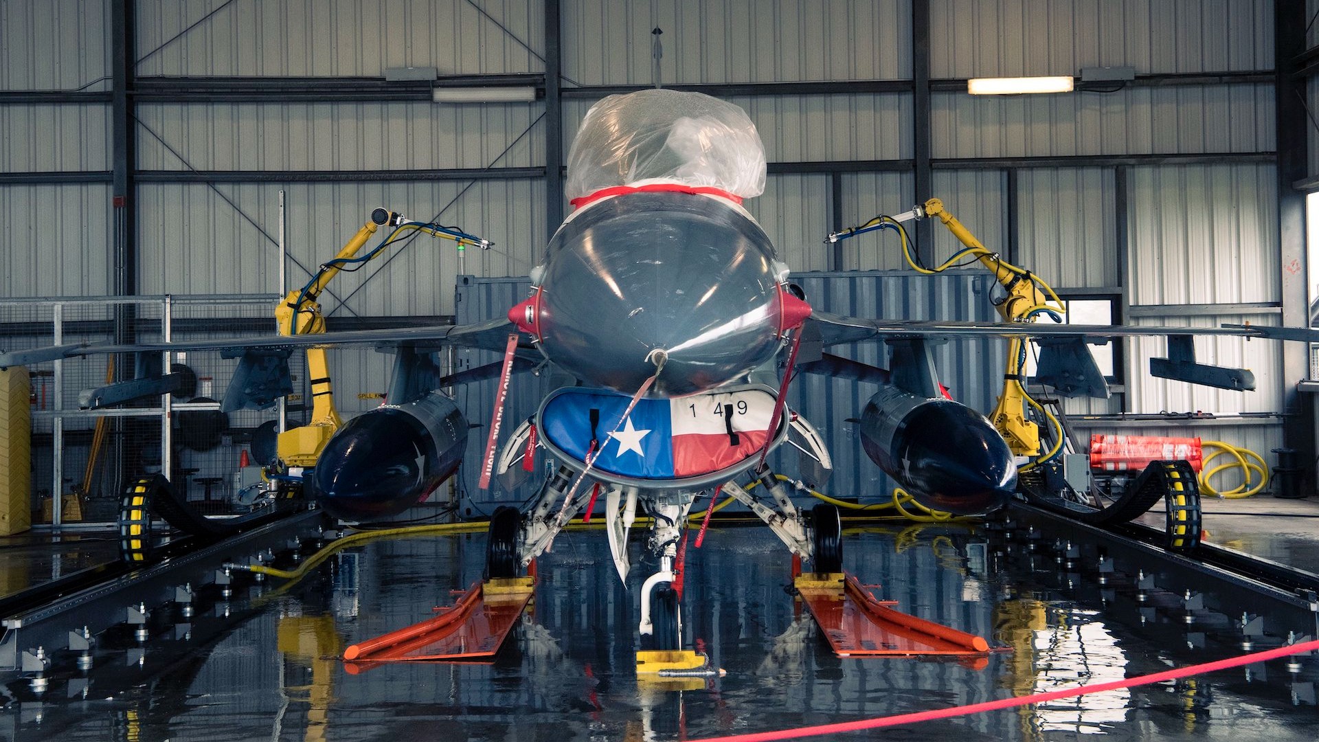 F-16 Fighter Jets Get a Full Wash by Robots Now