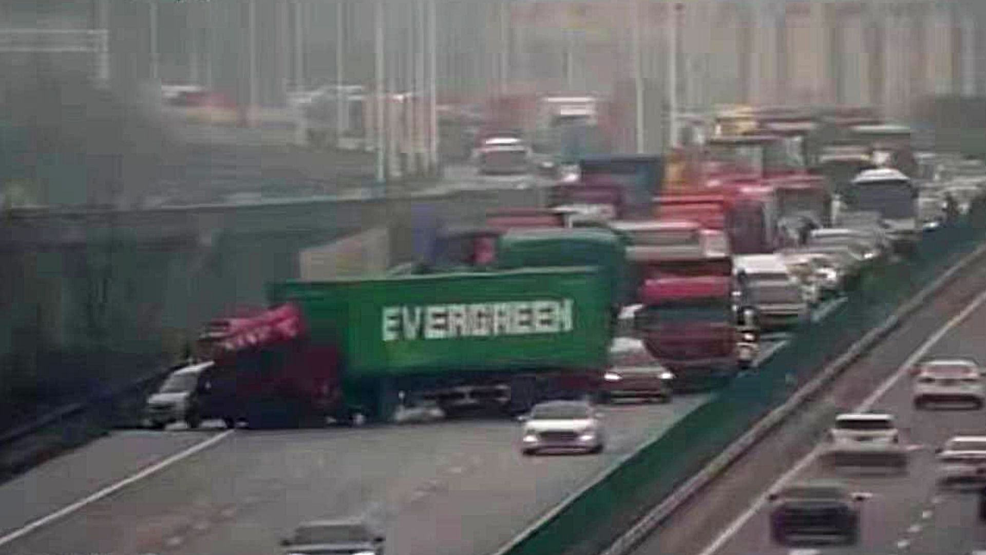 Evergreen Truck Goes Viral After Blocking Motorway Just Like the Ship