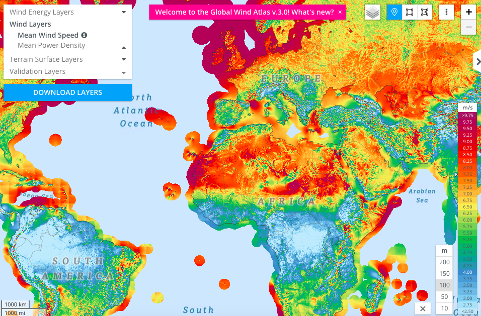 A Brand New 3.0 Version of the Global Wind Atlas Has Just Been Released