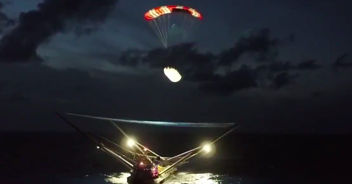 Watch SpaceX Catch Part of the Falcon 9 Rocket Falling from Space With ...