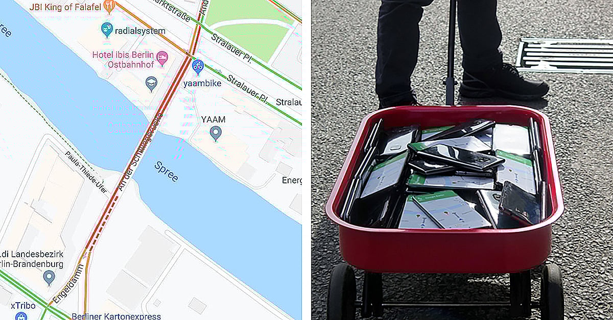 Man Uses 99 Phones and a Handcart to Create a "Virtual Traffic Jam" on ...
