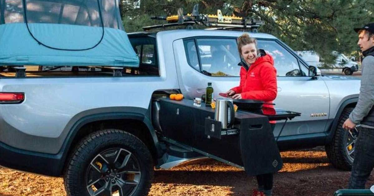 Rivian Introduces a Pull-Out Kitchen for its R1T Electric Truck