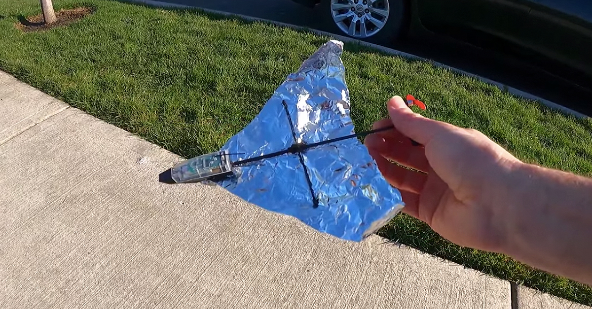 Watch How Far an Aluminum Foil Airplane Flies With a Motor