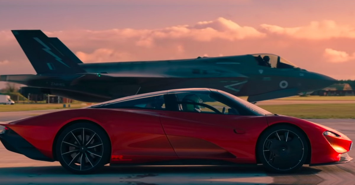 Top Gear Races a McLaren Speedtail Against an F-35 Fighter Jet